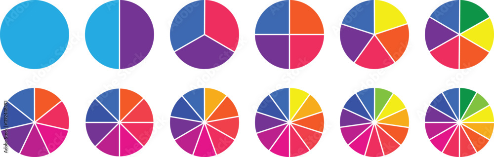Pie chart set. Colorful diagram collection. Set of pie chart graph ...