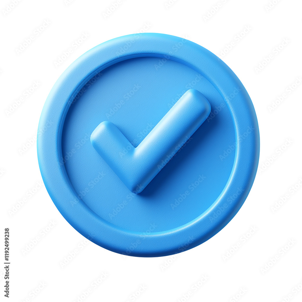 Blue Check Mark Icon on Transparent Background for Approval and ...