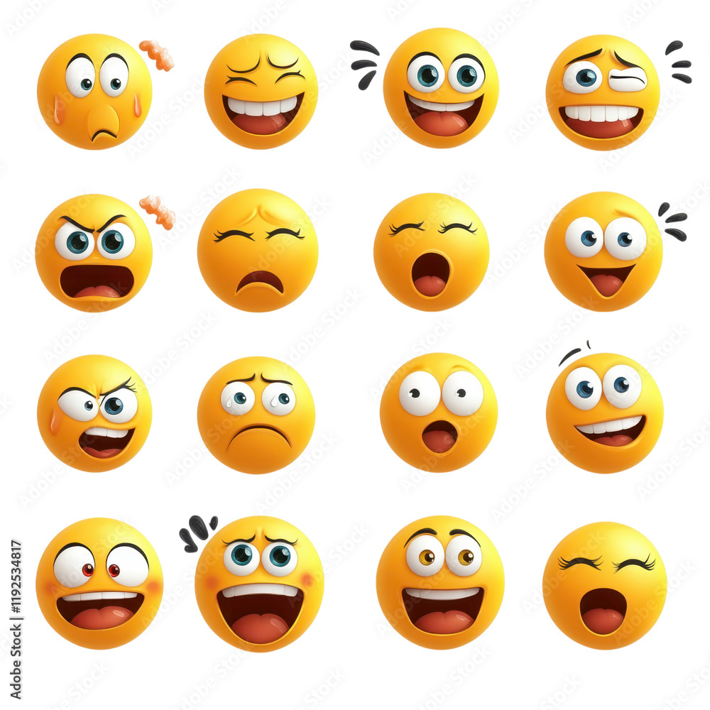 Emojis representing various emotions, including happiness, sadness ...