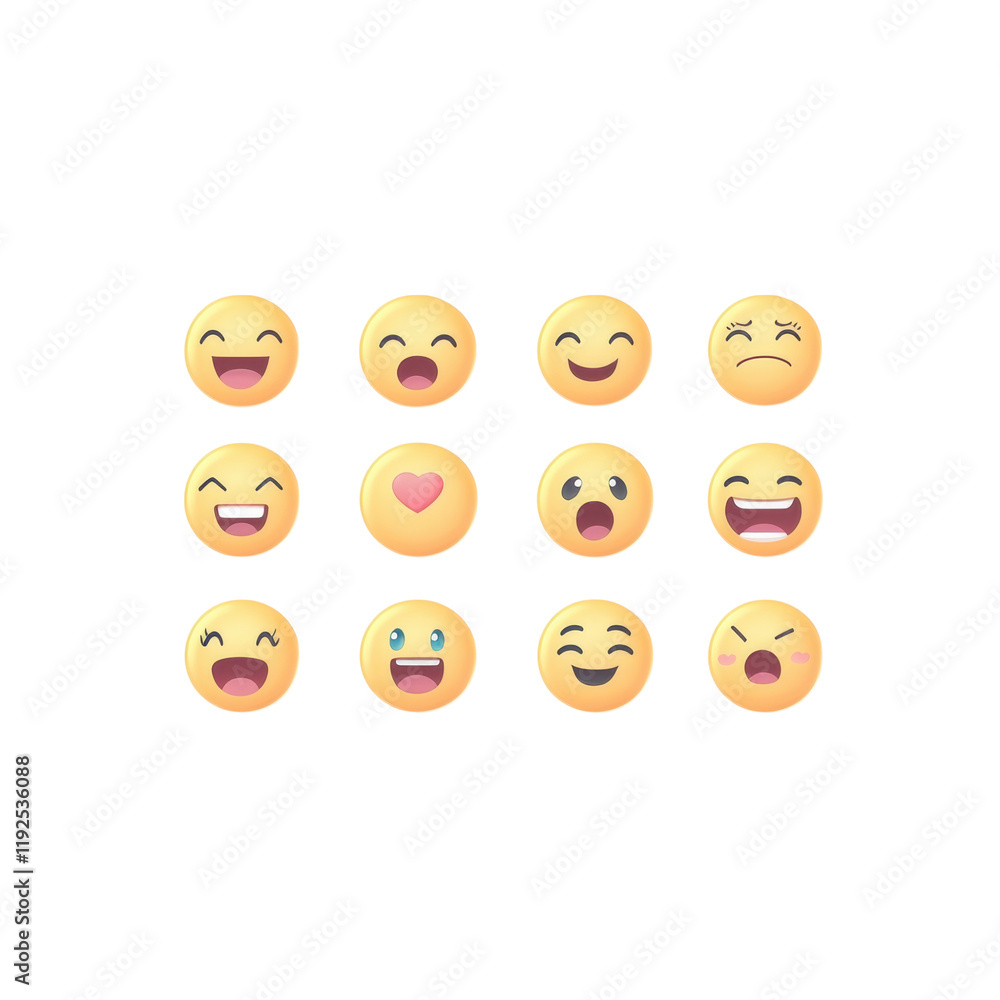 Emojis representing various emotions, including happiness, love, and ...