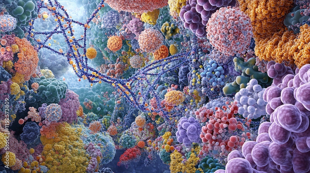 Complex illustration of nucleic acids highlighting structural features ...