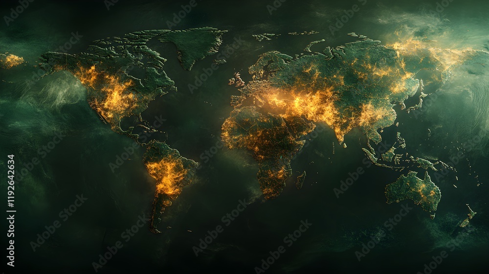 An interactive digital representation of the world, showcasing climate ...
