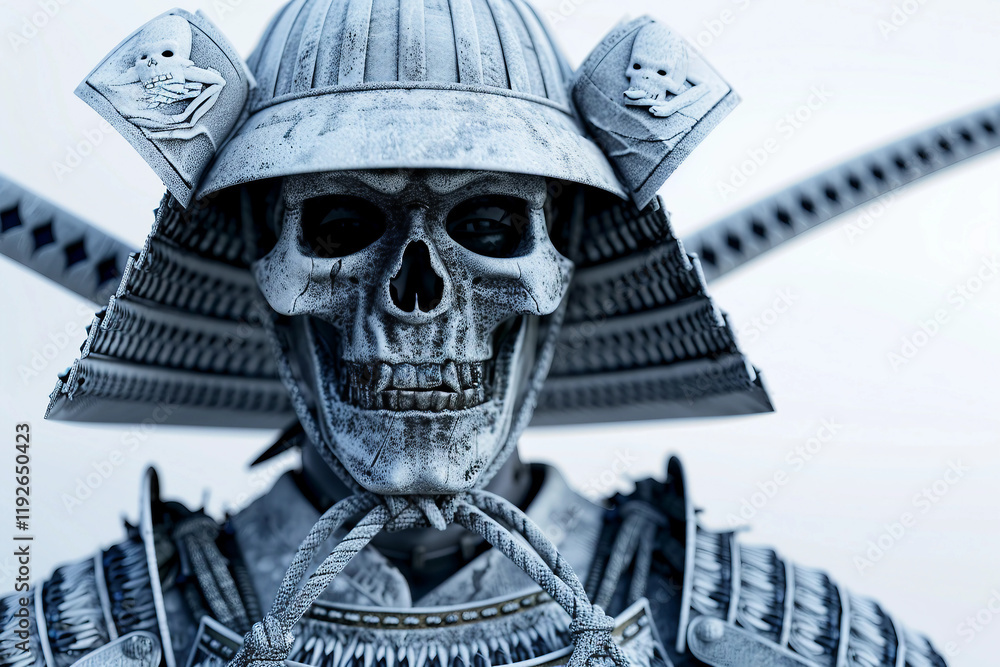 Generative AI Image of Creepy Samurai Character with Skeleton Face Art ...