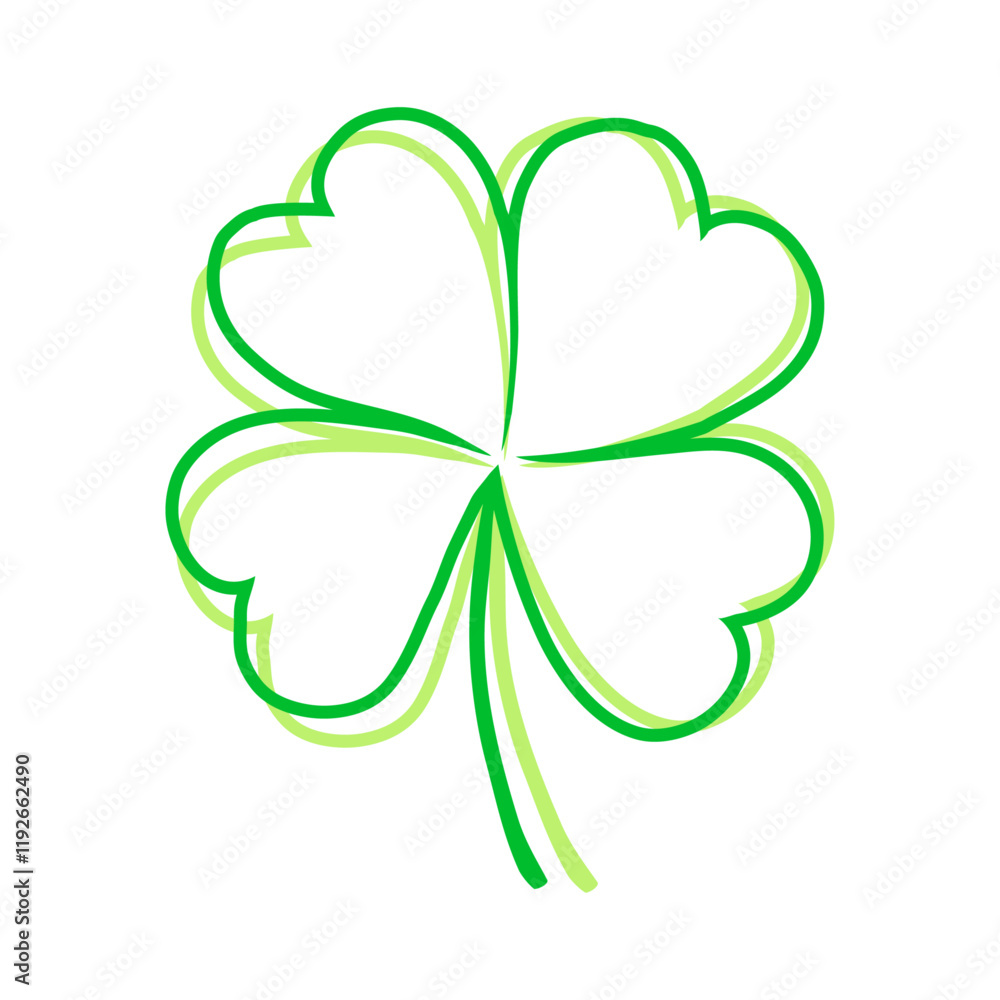 Día de San Patricio. Logo con silueta de dos tréboles de cuatro hojas ...