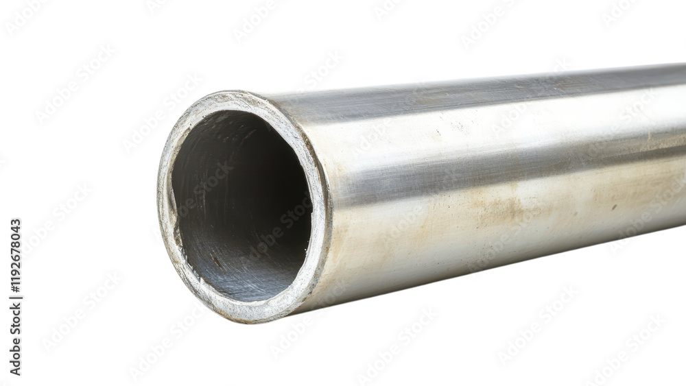One metal pipe concept, Metal pipe with a smooth finish on transparent ...