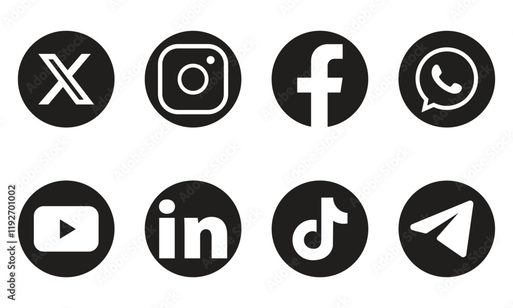 social media icon 2025. X, Facebook, Instagram, YouTube, LinkedIn ...