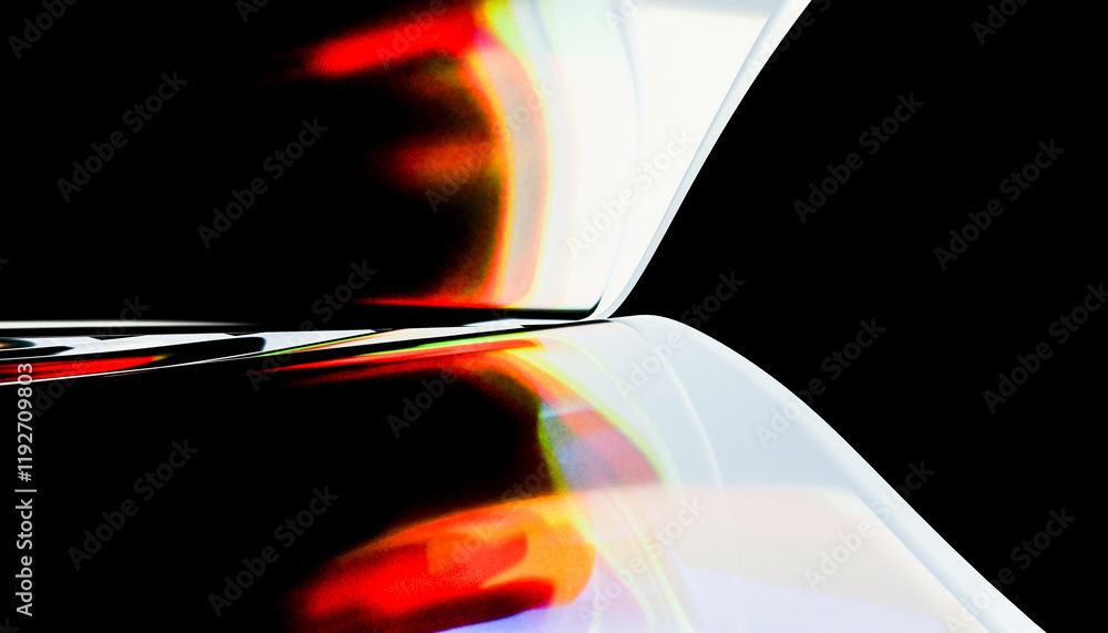 Abstract light reflections and distortions on a curved surface with a ...