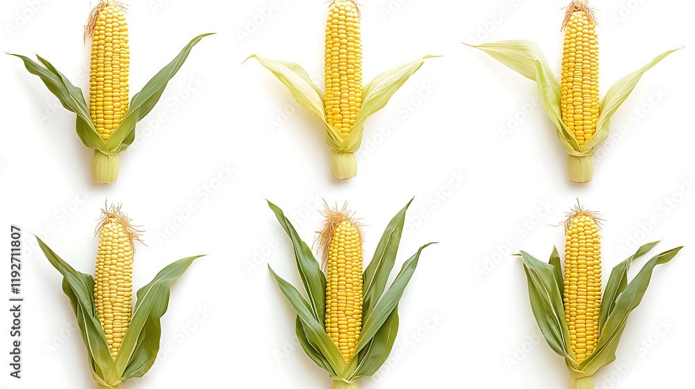 Realistic image of corn in multiple stages of development, isolated on ...