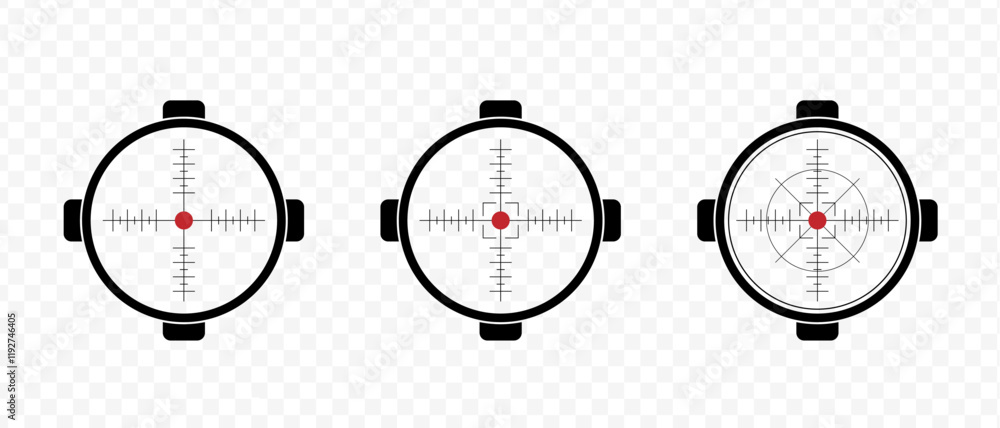 Moving target. Target and aim icon. Aim gun. Firing range. Red ...