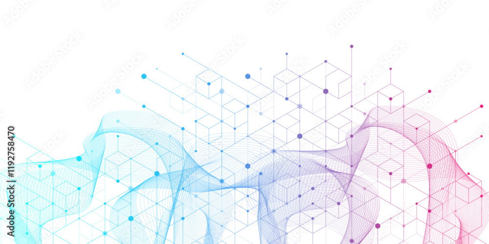 Hexagonal digital abstract background. Technology concept with lines ...