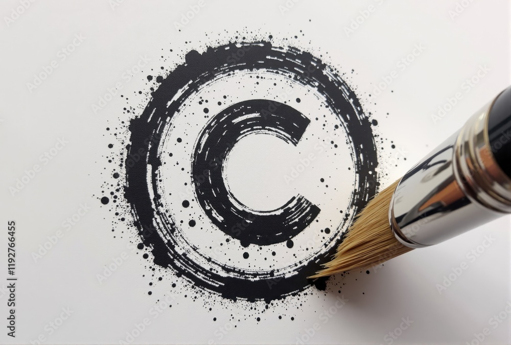 Paintbrush painting copyright symbol on white background Stock Photo ...