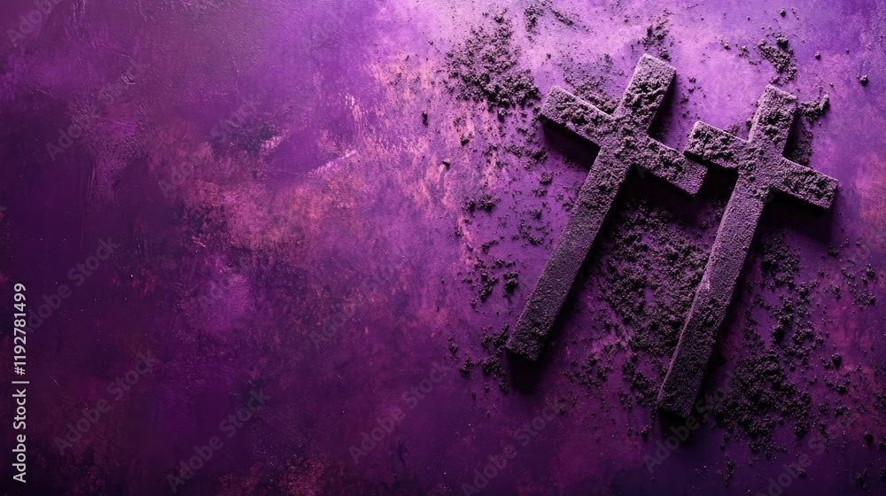Ash Wednesday, Lent Season and Holy Week concept. Christian crosses and ...