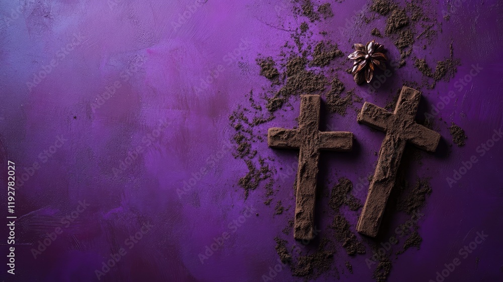 Ash Wednesday, Lent Season and Holy Week concept. Christian crosses and ...