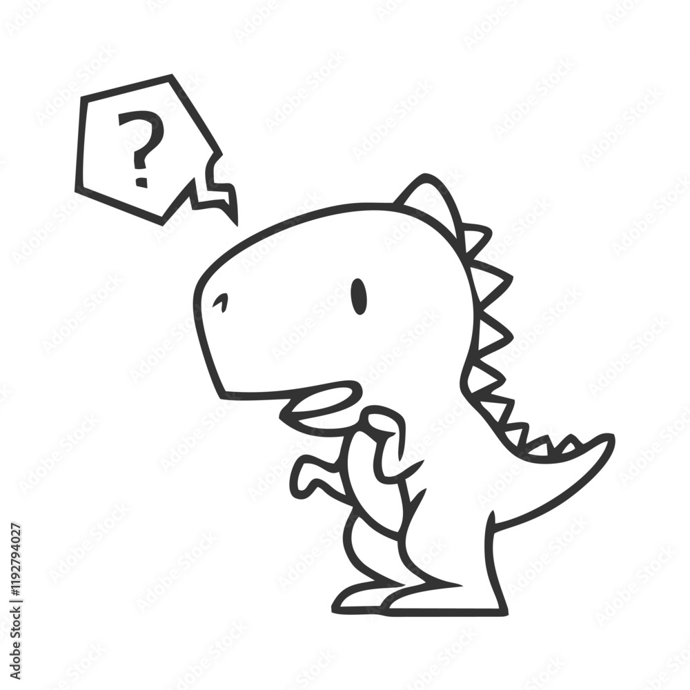cute line t rex dinosaur illustration Stock Vector | Adobe Stock