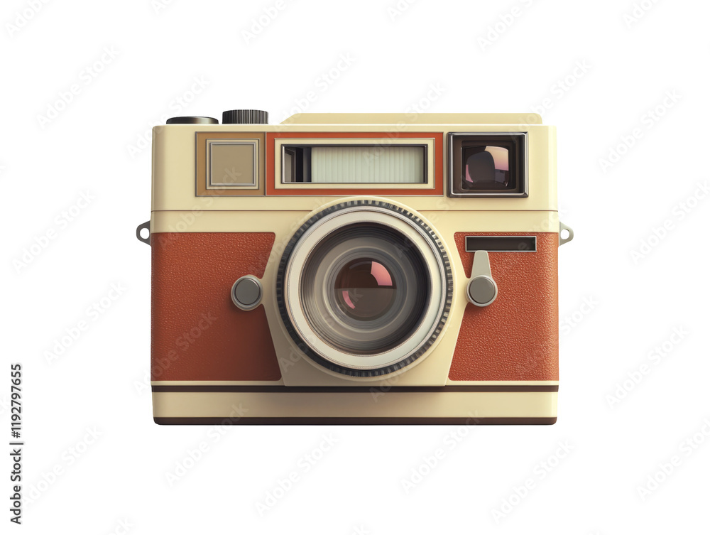Retro 1970s Instant Camera Render on Transparent Background Stock ...