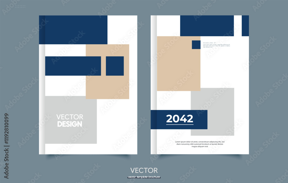 Book cover design with minimalistic style, layout design for brochure ...