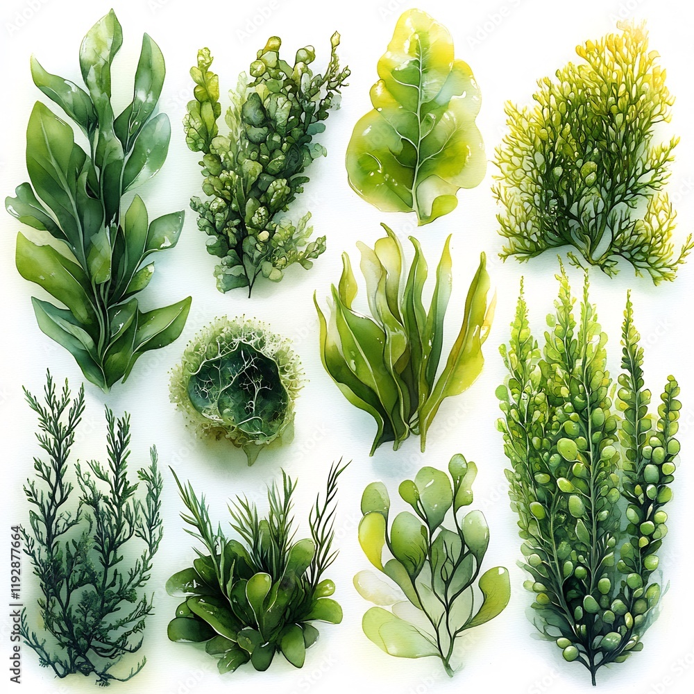 Algae different growth stages bright and detailed Stock Illustration ...