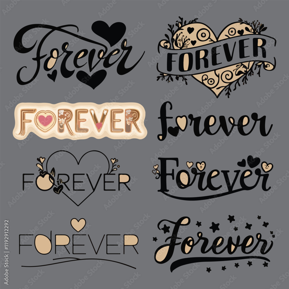 Unique brushpen lettering forever together. Coligrafic composition for ...