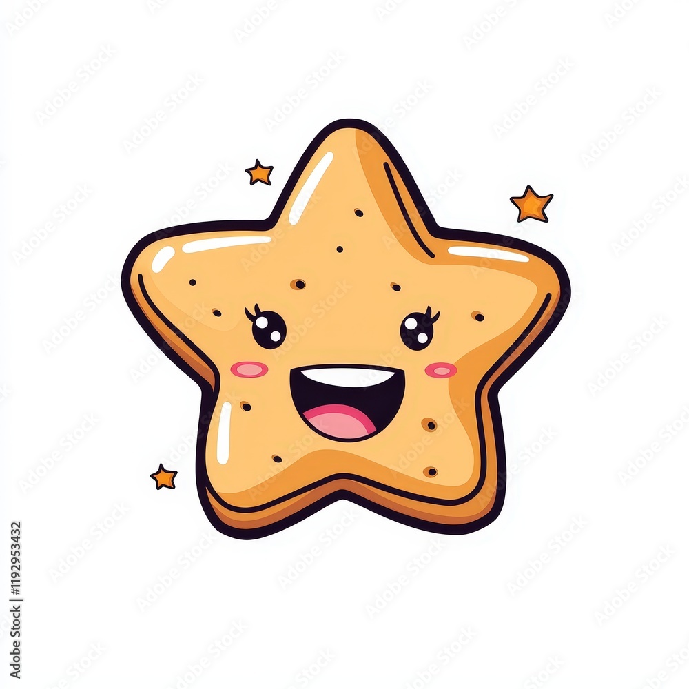 Cartoon clipart of a smiling star character with a happy face on a ...