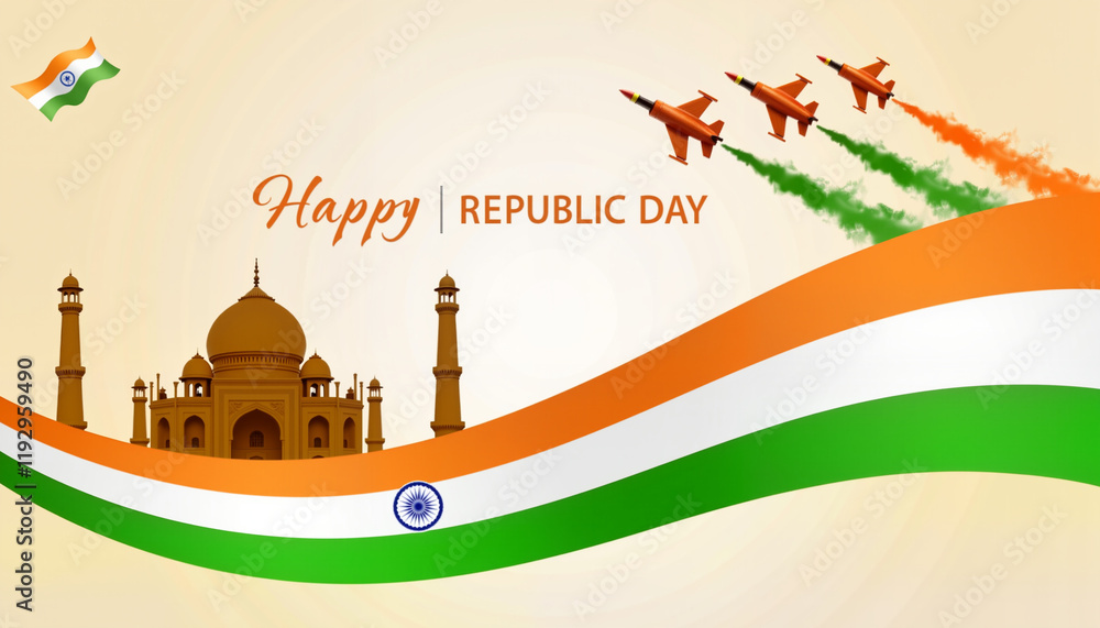 Vibrant Republic Day celebration with tricolor ribbons and jets ...