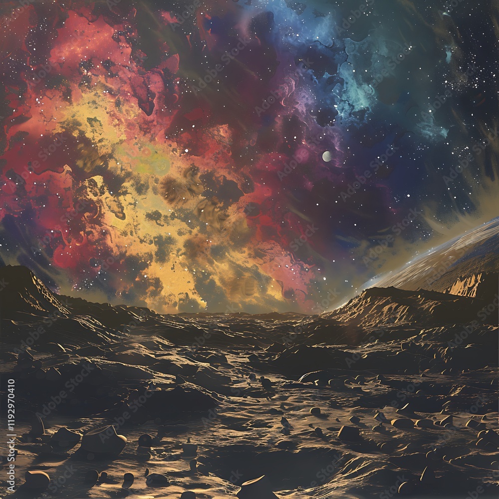 Exploring celestial landscapes cosmic realm digital art vast universe ...