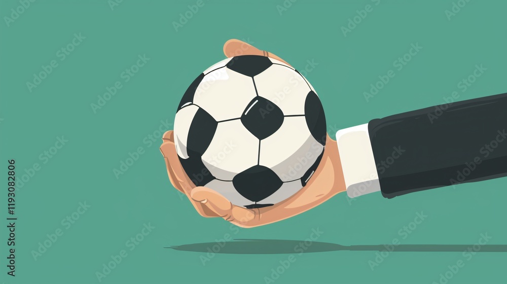 Soccer Icons Held by Referee Hand - Vector Illustration for Sports ...