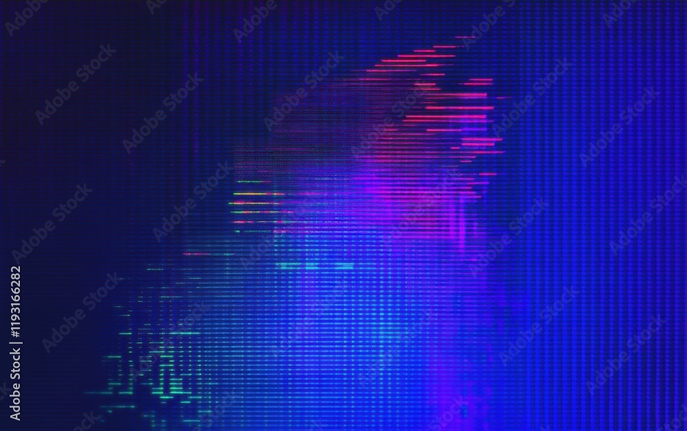 Abstract digital art featuring vibrant colors and pixelated patterns ...