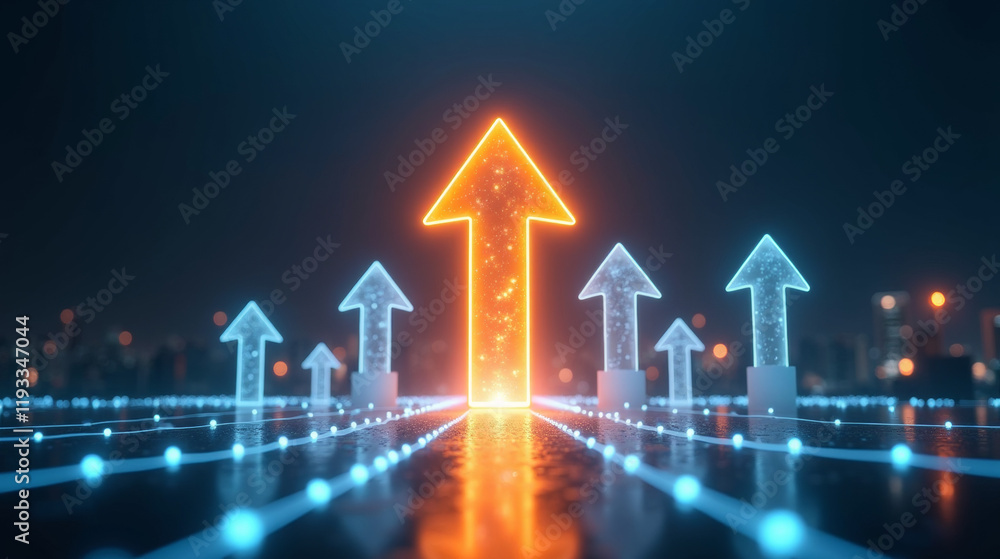 Dynamic glowing arrows symbolizing progress, innovation, and success ...