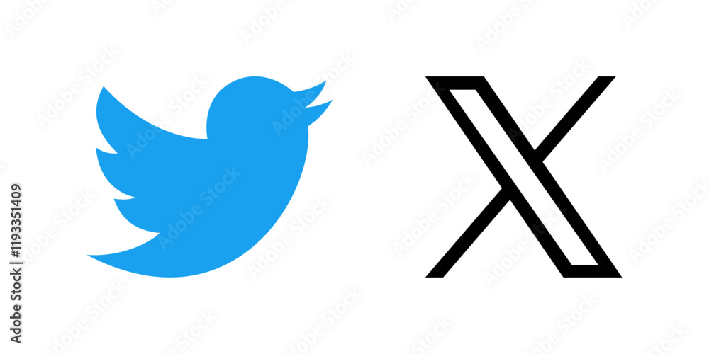 Set of New and old Twitter logos, vector illustration. Twitter changes ...
