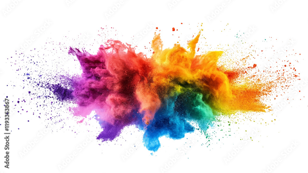 Colorful rainbow powder explosion on a transparent background ...
