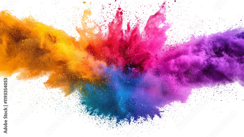 Colorful rainbow powder explosion on a transparent background ...