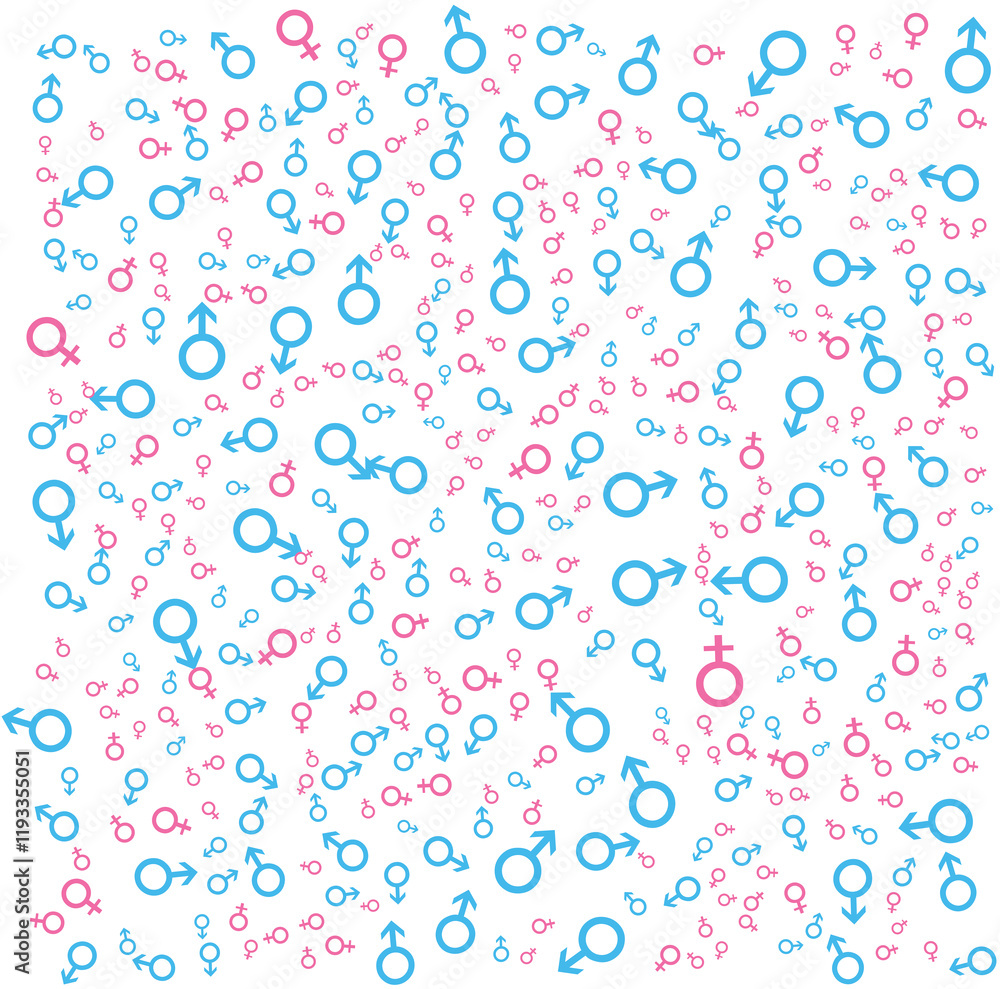 symbols that identify the male or female gender with blue and pink ...