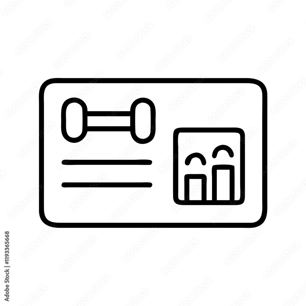 gym membership card icon, gym membership card line art - simple line ...
