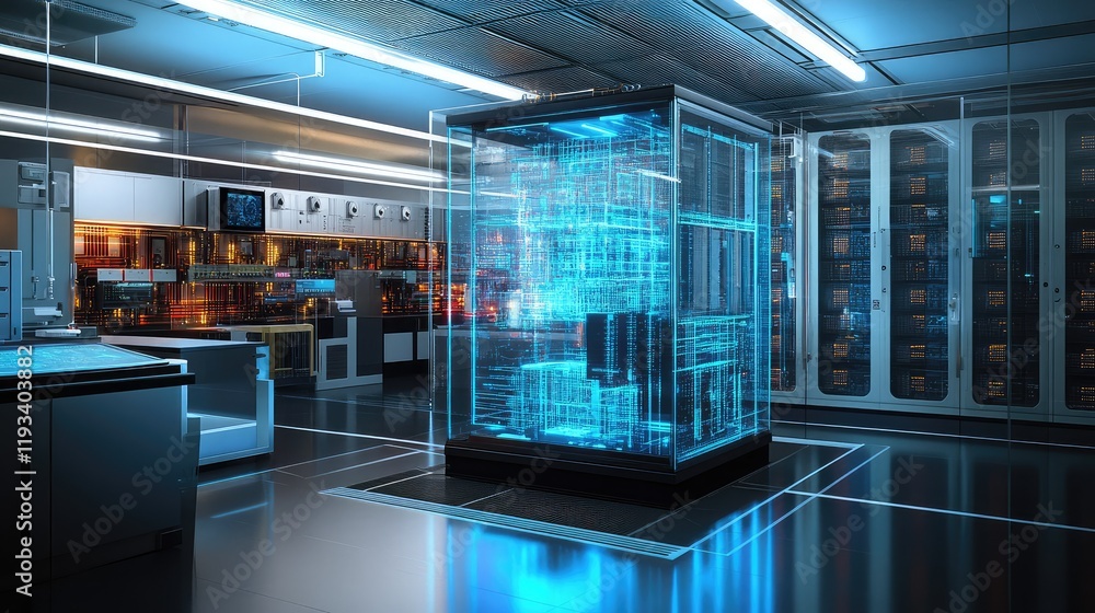 3D visualization of a quantum computer, showing quantum circuits ...