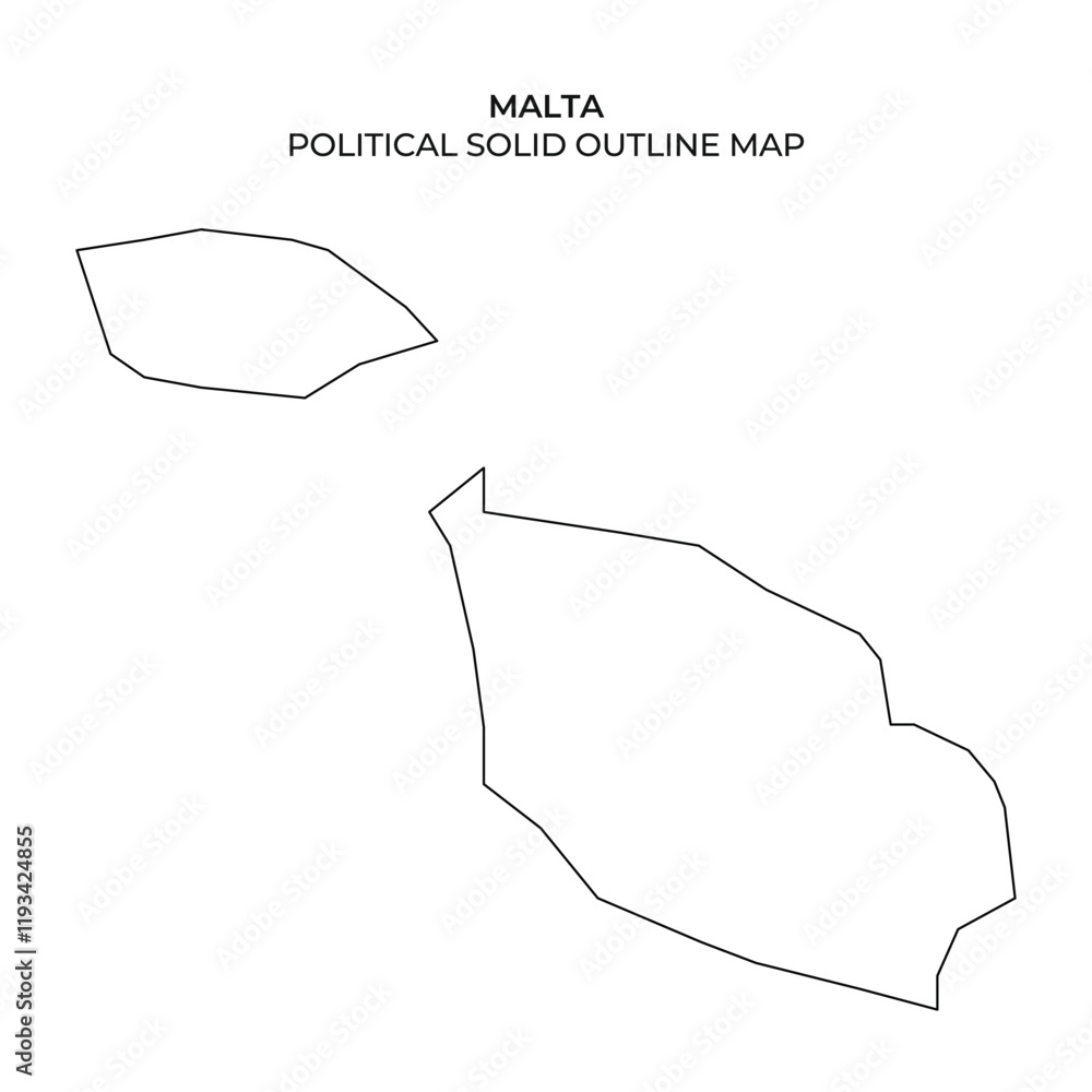 Malta political outline map with defined geographic boundaries Stock ...