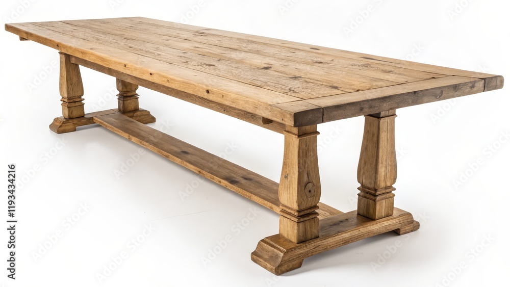 Rustic Farmhouse Oak Dining Table Long Wooden Tabletop, Turned Legs ...