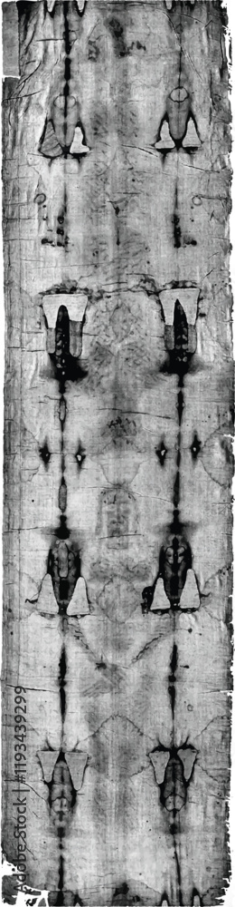 Negative perspective of Jesus on shroud of Turin CMYK vector ready for ...