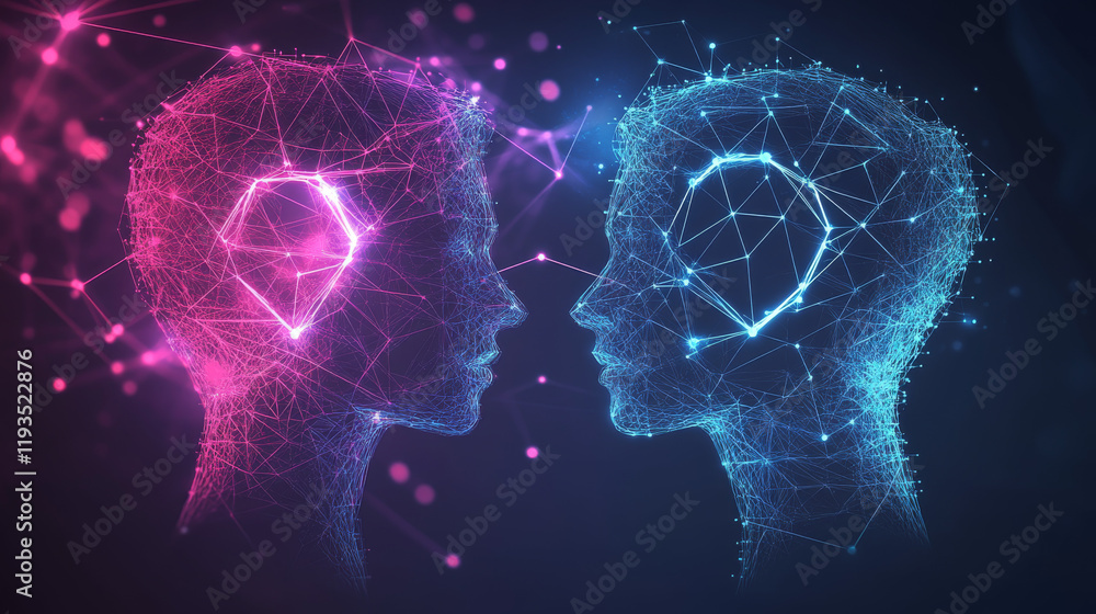 Hologram gender signs. Gender signs made of polygons, triangles of dots ...