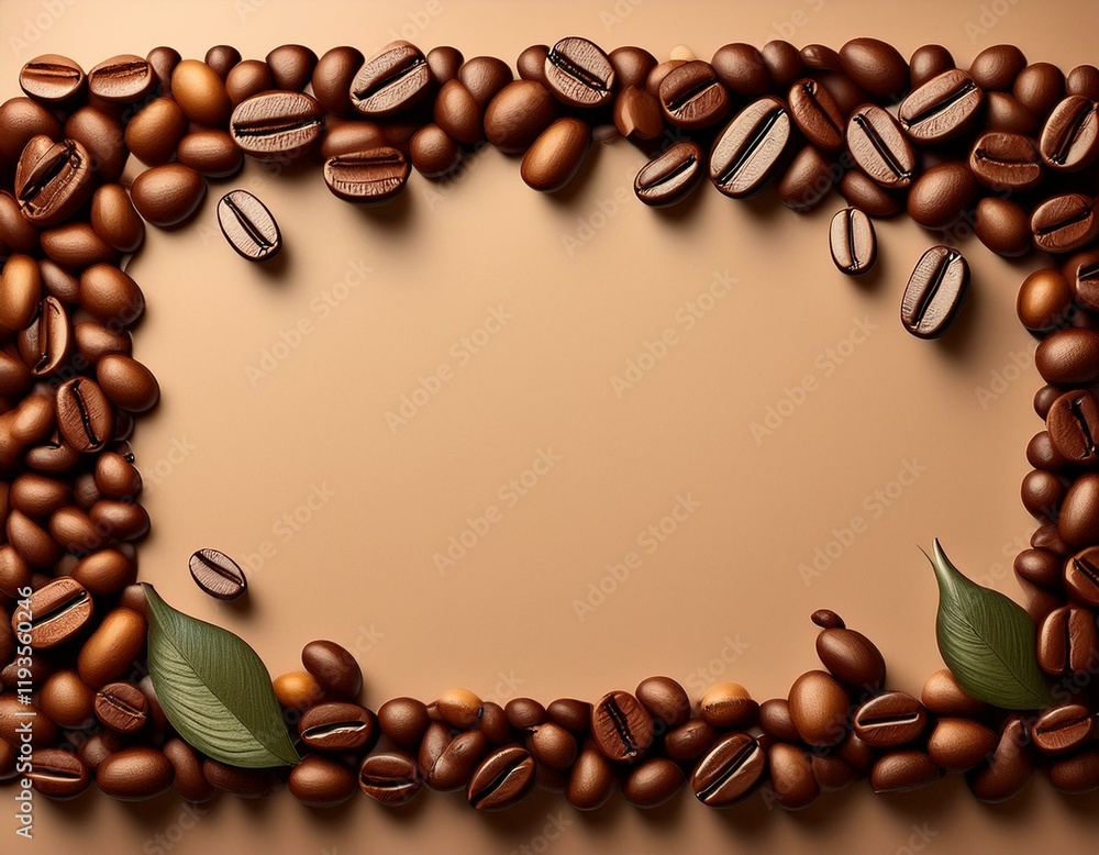 marco de granos de café, en un fondo de tono color café claro Stock ...
