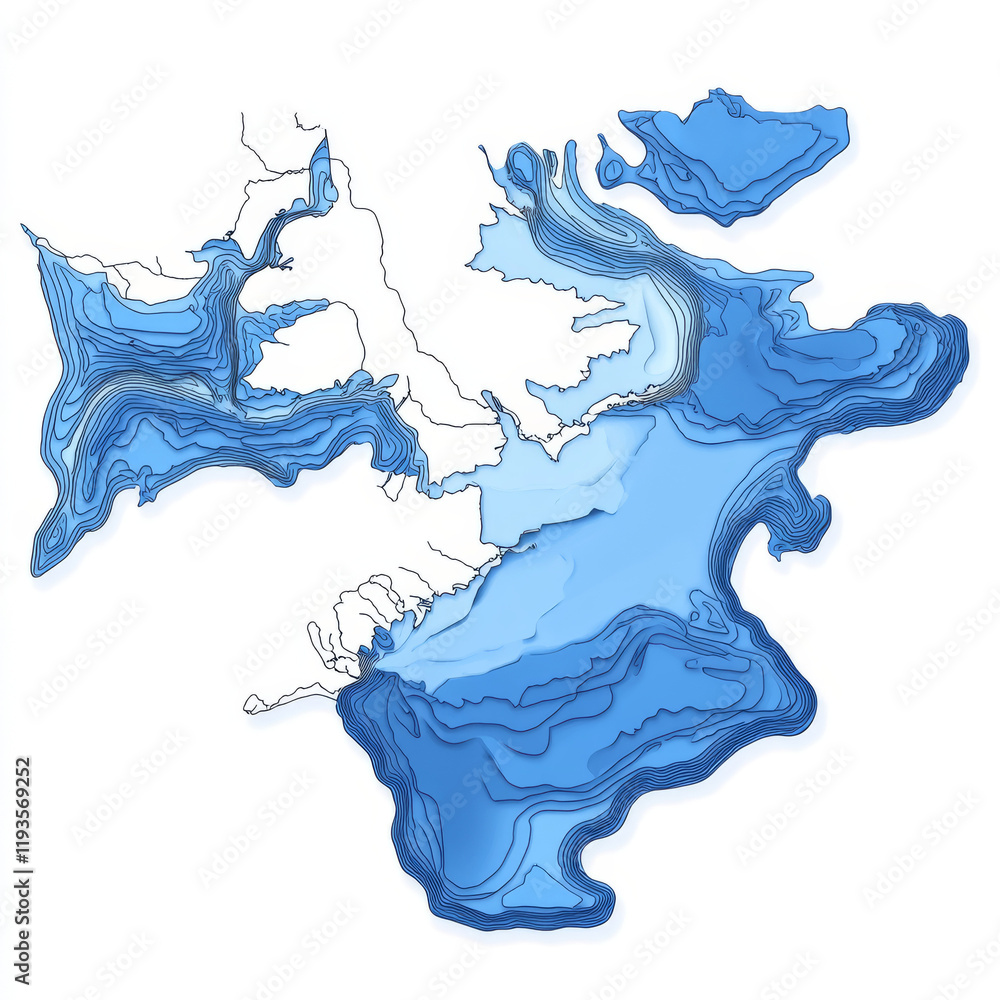 Ilustración de Stock Bathymetric Map of Coastal Waters: An abstract ...