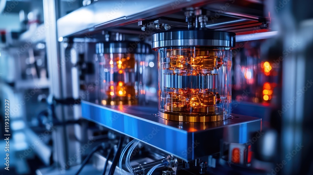 Futuristic quantum supercomputer in an ultra-modern lab, with ...