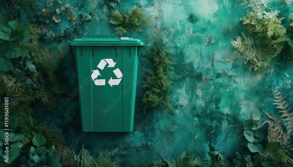 Green Recycling Bin Featuring Recycling Symbol For Earth Day ...