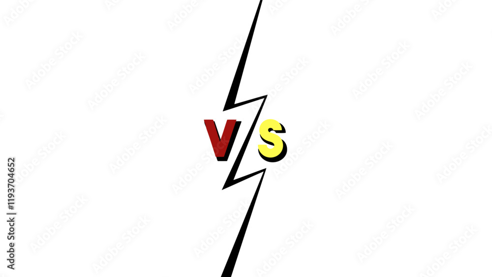 Versus concept, bold toon style: a screen, split in two parts (red ...