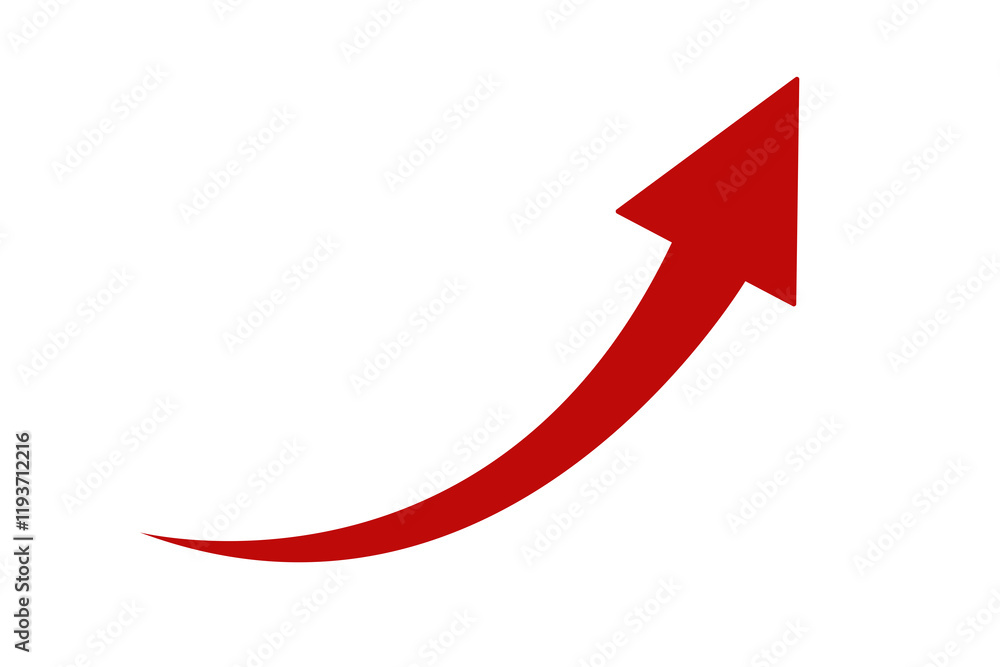 red curve arrow icon on transparent background. flat style. arrow icon for web site design, logo ...