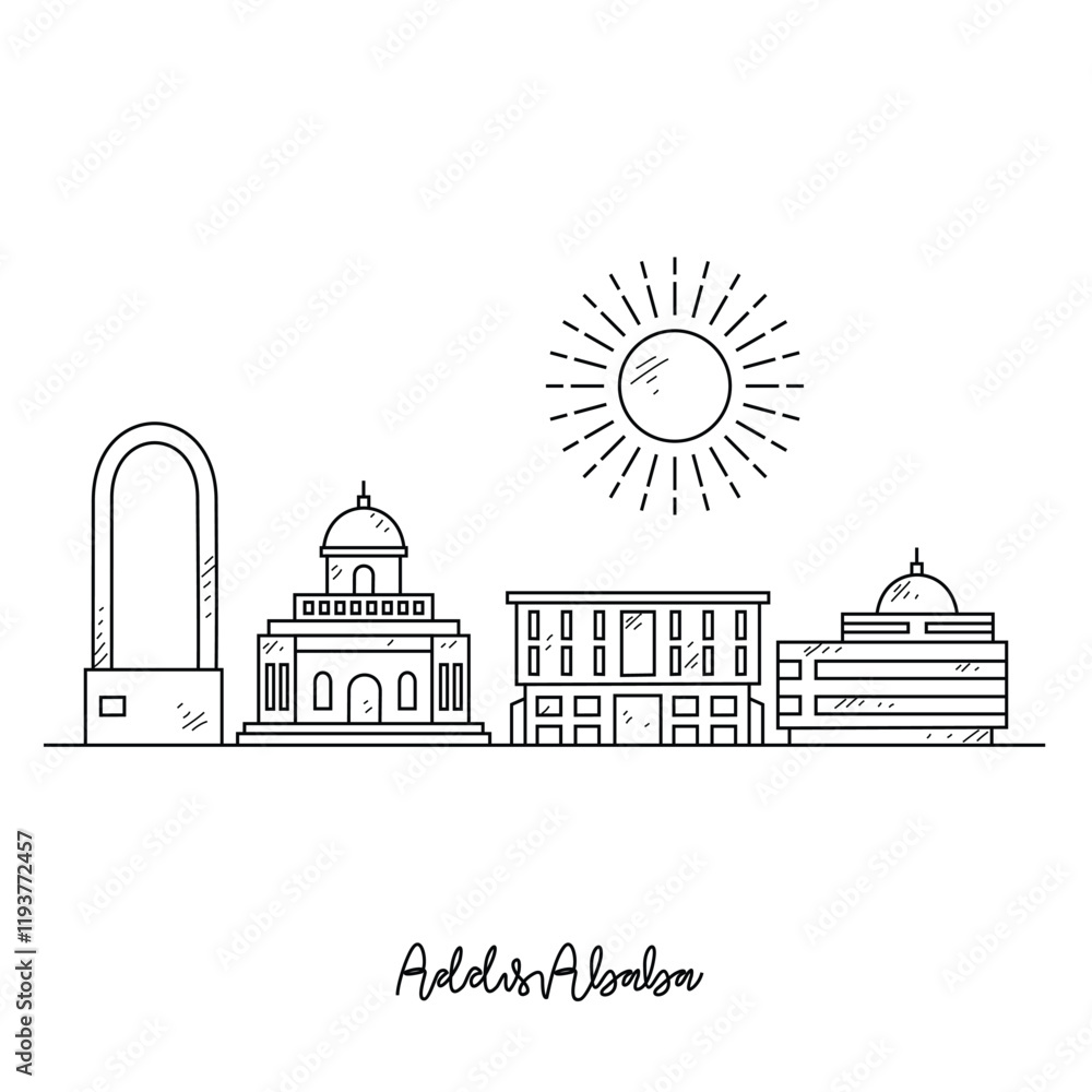 Simple sketch drawing of Addis Ababa skyline vector illustration ...
