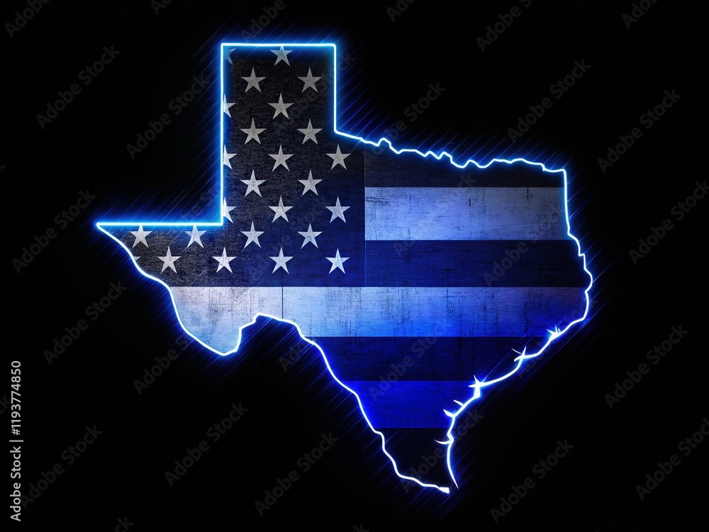 Texas Thin Blue Line Flag Night Photography - Patriotism, Law ...