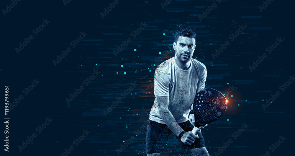 Padel Tennis Player with Racket in Hand. Social media mockup ...
