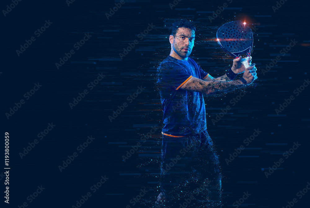 Padel Tennis Player with Racket in Hand. Social media mockup ...