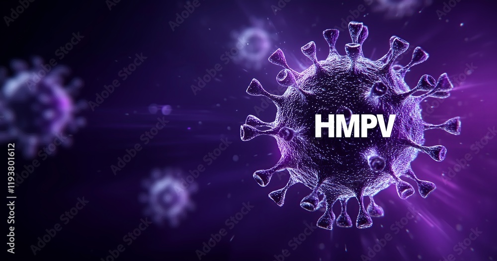 Microscopic view of human metapneumovirus (HMPV) glowing virus ...