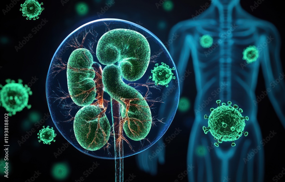 Human Urinary System Anatomy with E Coli Impact on Kidneys Ureters ...